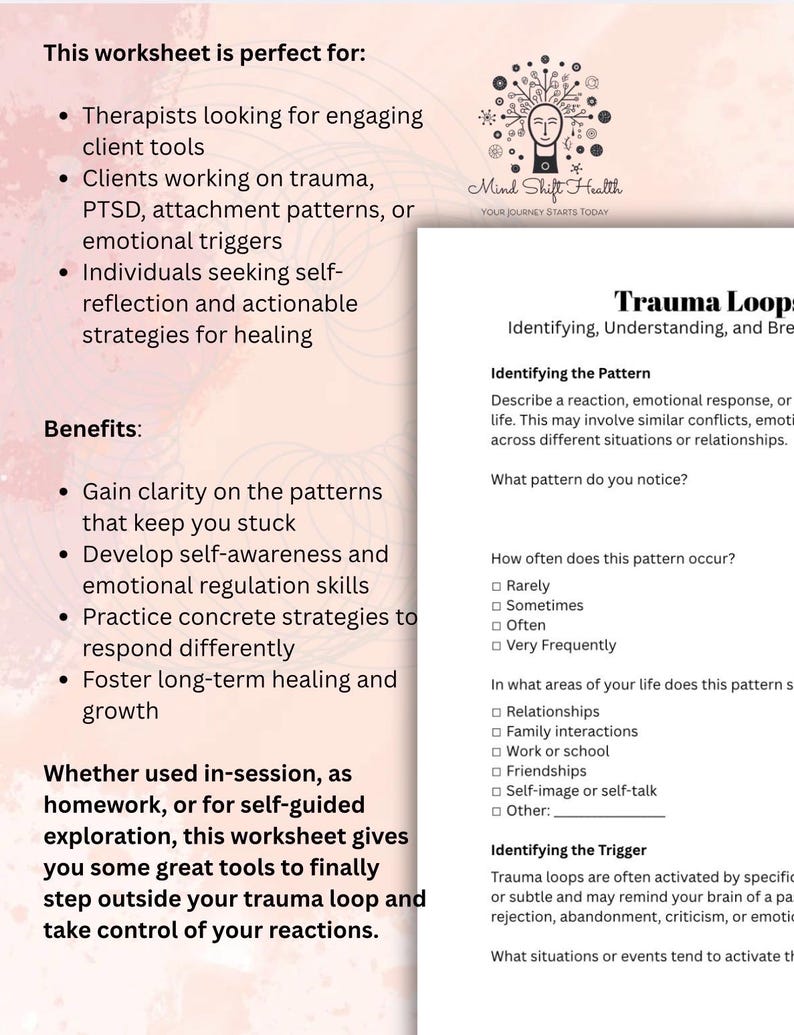Trauma Loops Worksheet, Healing Exercise (PDF Download) - Etsy UK