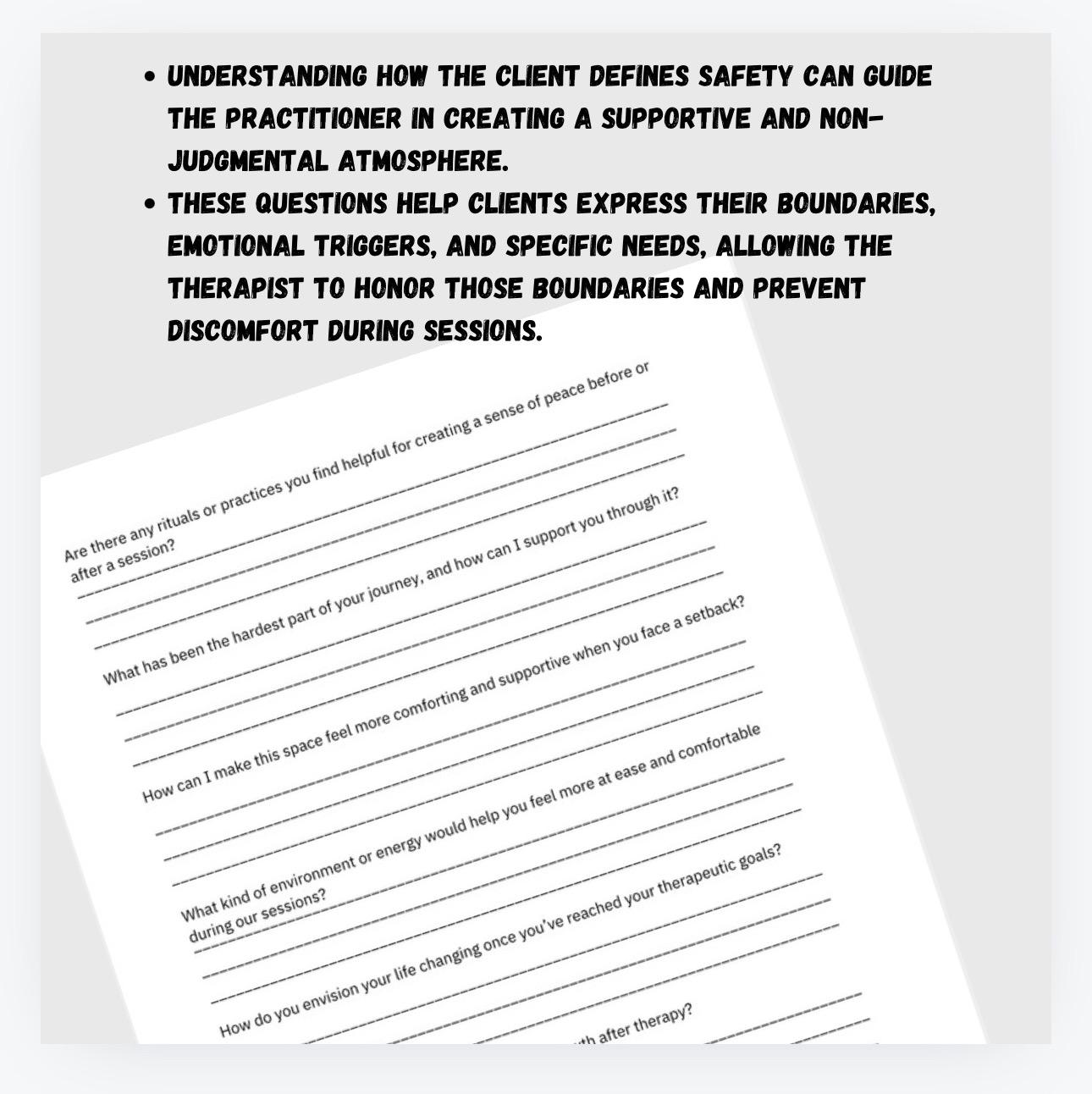 Safe Space Therapy Questions Worksheet (PDF Download) - Etsy