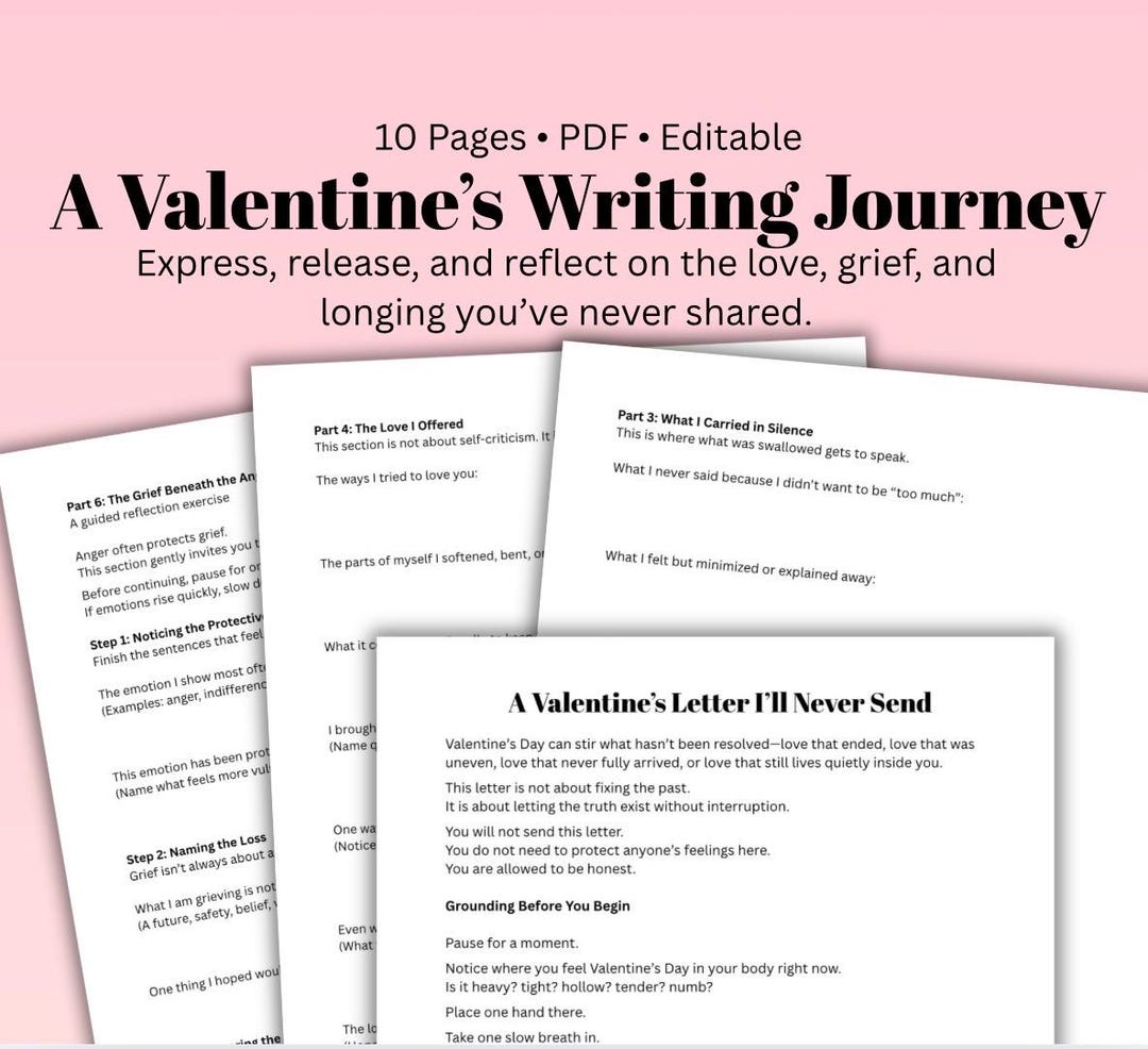 Valentine's Day Therapeutic Writing Worksheet, Heartbreak & Grief PDF ...