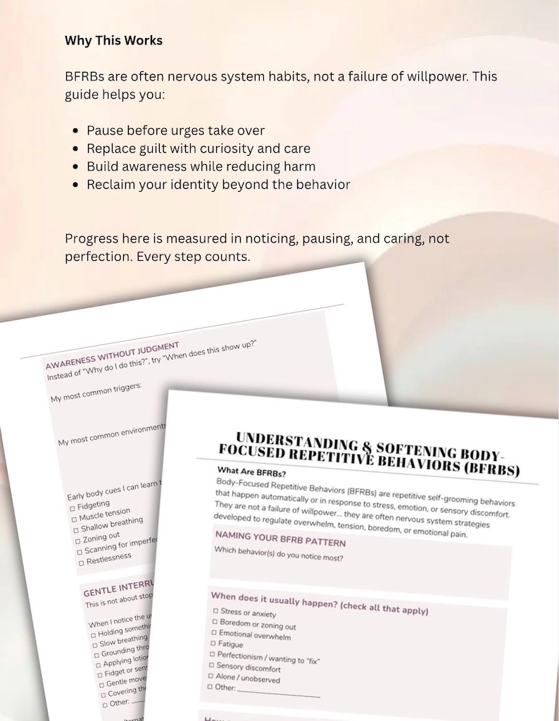 BFRB Workbook, Shame-free Skin Picking, Hair Pulling, Nail Biting (PDF ...