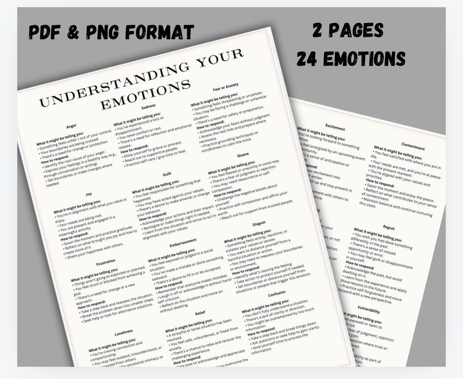 Understanding Your Emotions Are Telling You Therapy Reference Handout ...