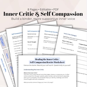 Self-compassion Journal Prompts: Healing Inner Critic Worksheet (PDF ...