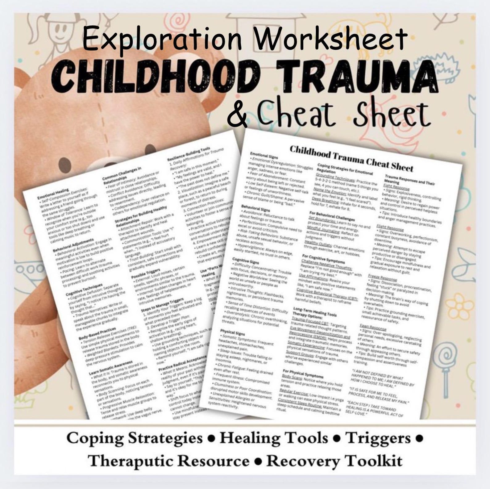Childhood Trauma Healing: Cheat Sheet & Exploration Worksheet (digital ...