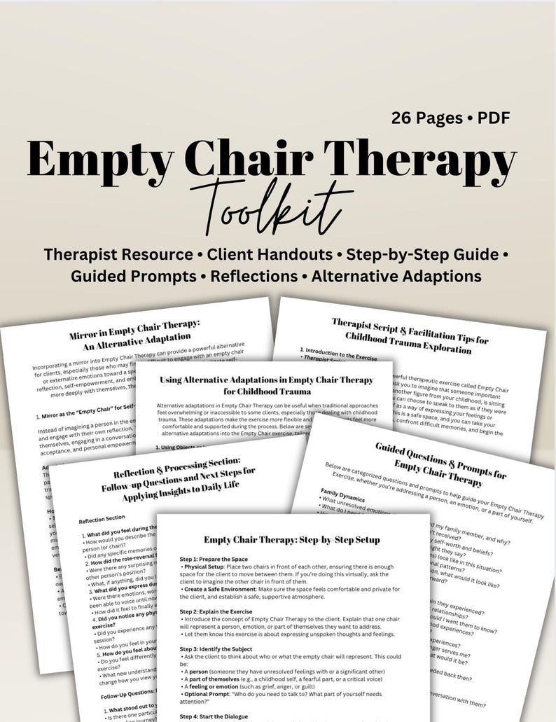 Empty Chair Therapy Toolkit: Guided Prompts & Exercises (PDF) - Etsy
