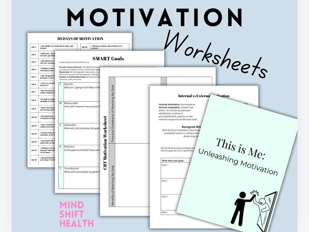 Motivational Workbook Motivational Worksheet CBT SMART Goal Therapeutic ...