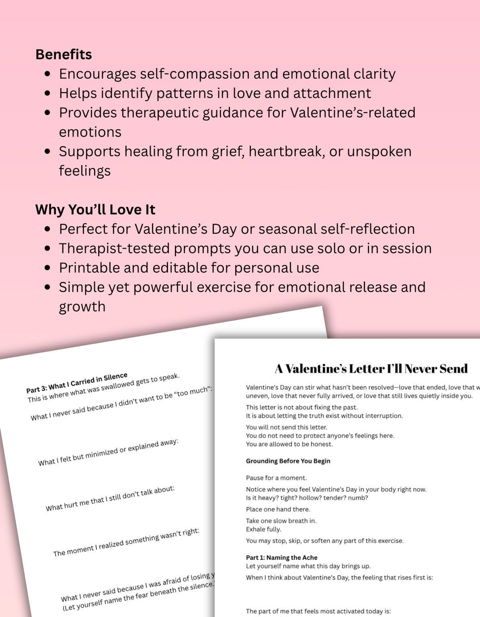 Valentine's Day Therapeutic Writing Worksheet, Heartbreak & Grief PDF ...