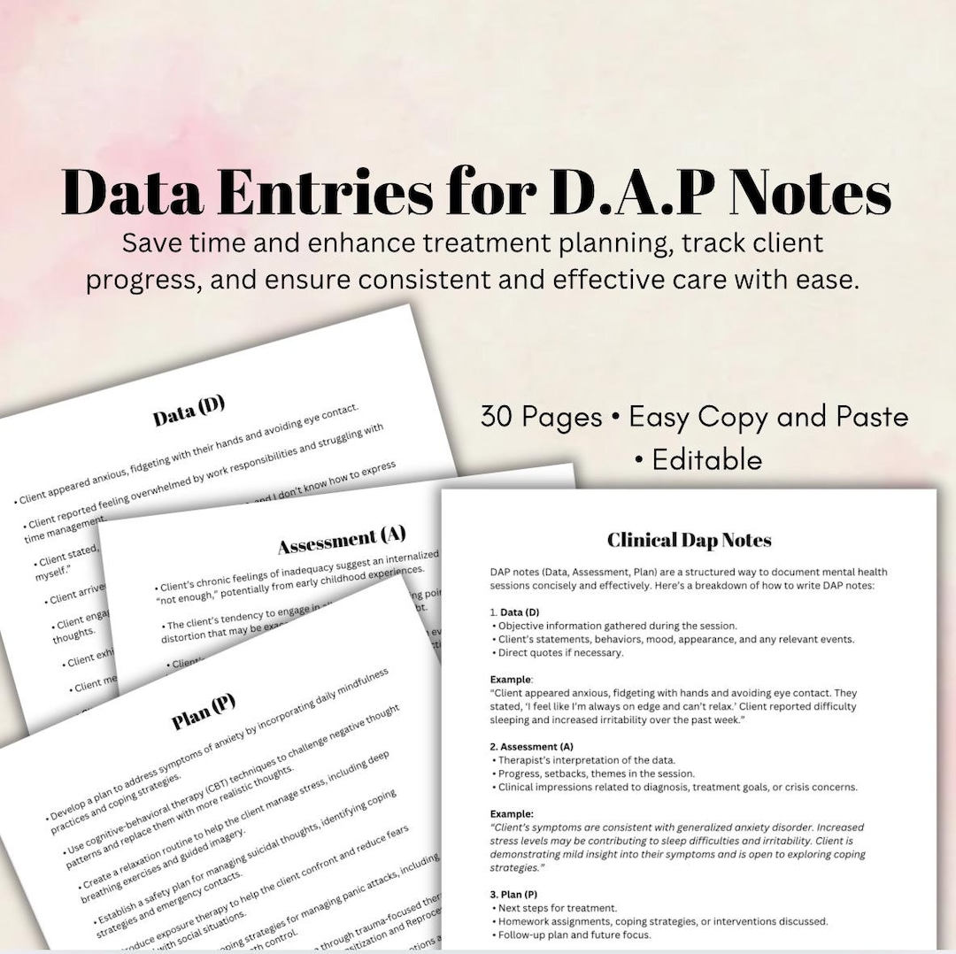 DAP Notes Template Bundle for Mental Health Professionals (digital ...