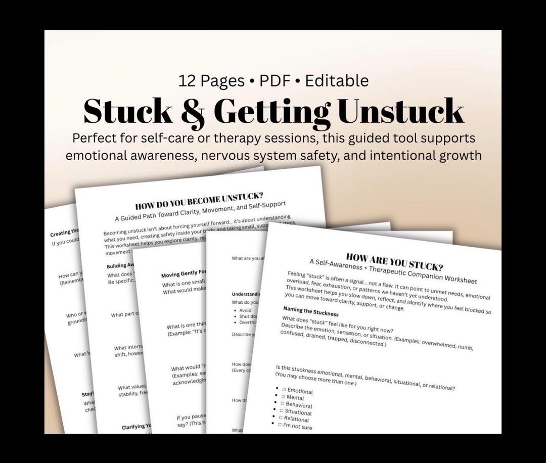 Getting Unstuck Workbook: Mental Health, Self-care (PDF) - Etsy