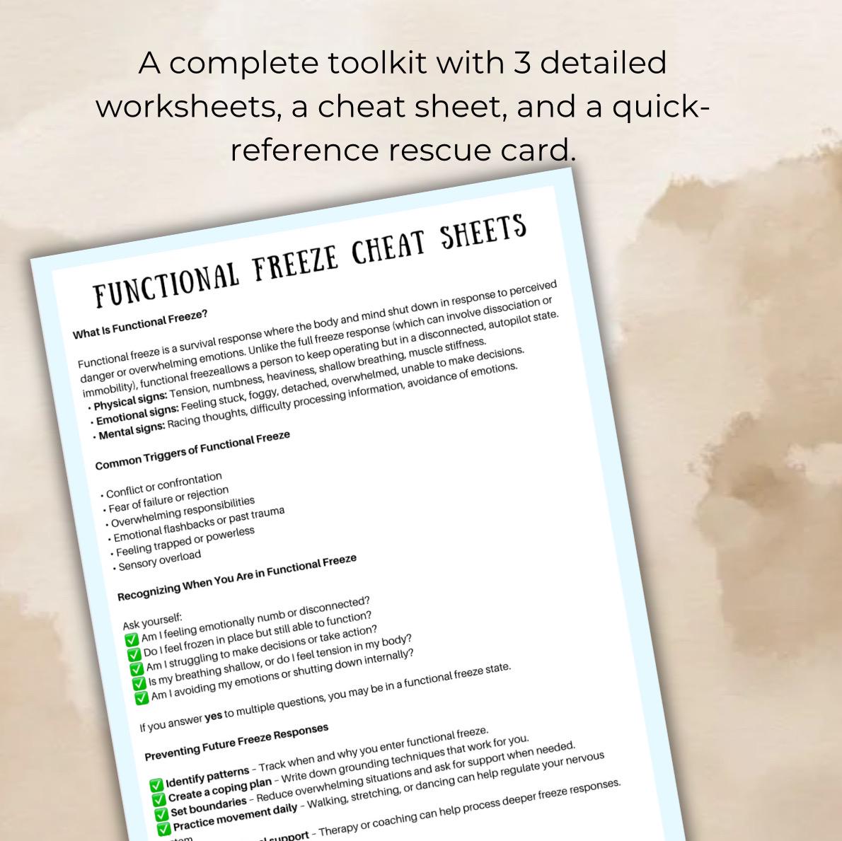 Freeze Response Recovery Toolkit, Trauma Healing Worksheets (digital ...