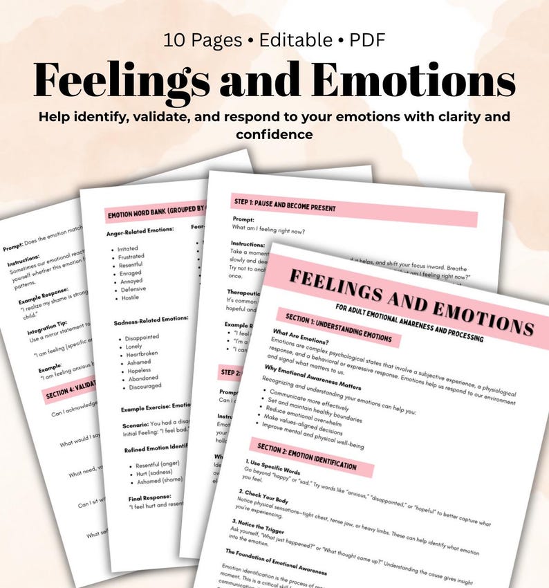 Feelings and Emotions Worksheets Emotional Awareness & Processing ...
