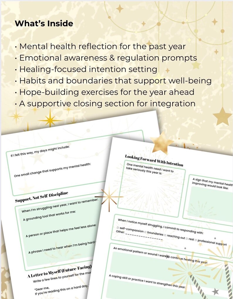 New Year Mental Health Worksheet | Self-reflection, Healing, Emotional ...