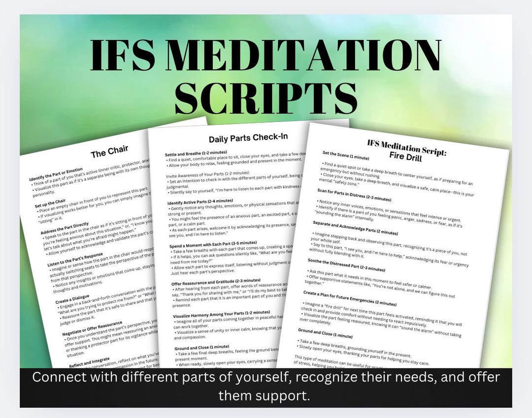 IFS Meditation Scripts Connect With Inner Parts Internal Family Systems the Chair - Etsy