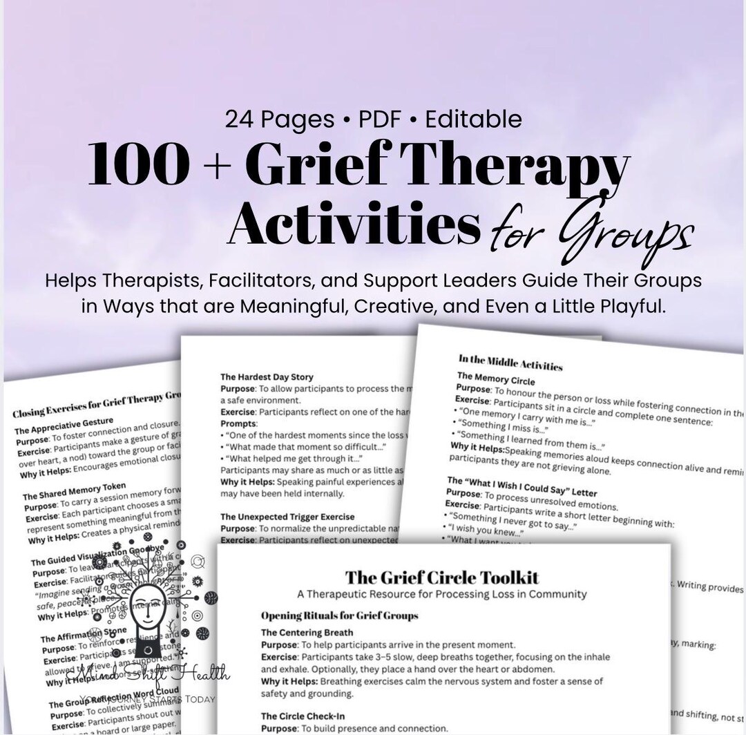 Grief Therapy Activities Toolkit for Groups, Art Therapy, Counseling ...