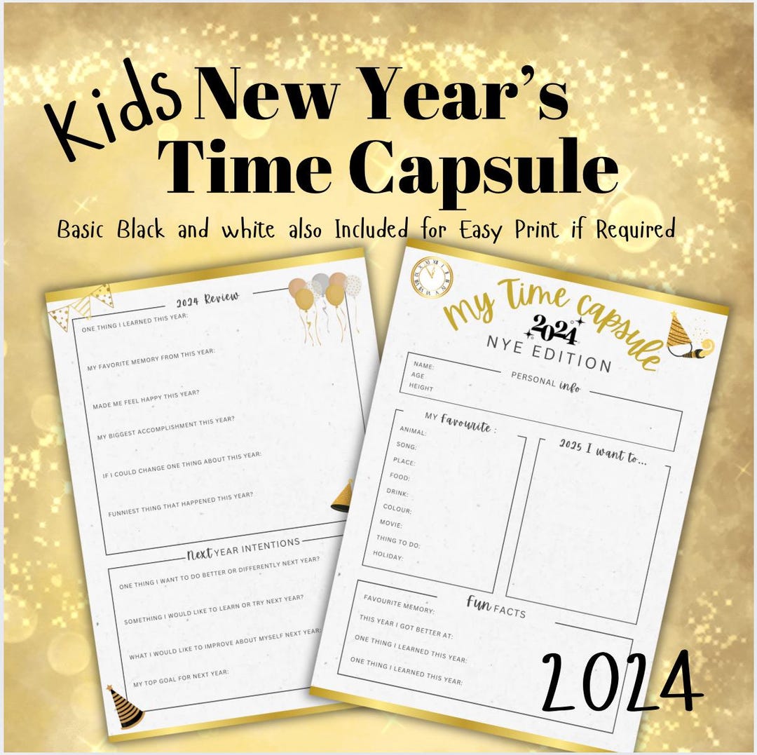 Kids New Year Time Capsule Worksheet: NYE Activity (PDF Download) - Etsy