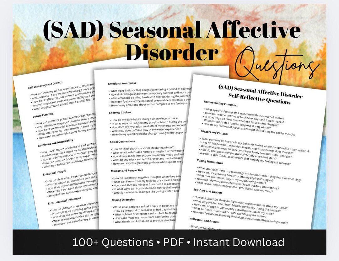 SAD Seasonal Affective Disorder Questions Emotional Regulation January ...