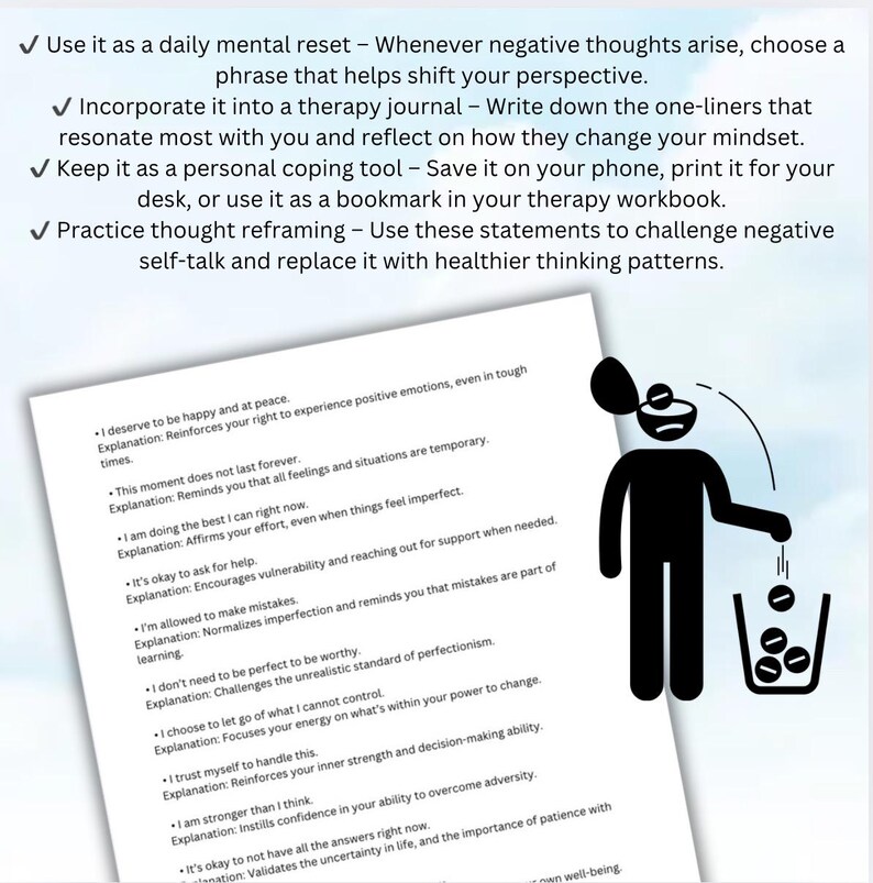 One Liners to Reverse Negative Thoughts Help With Negativity Reframe ...