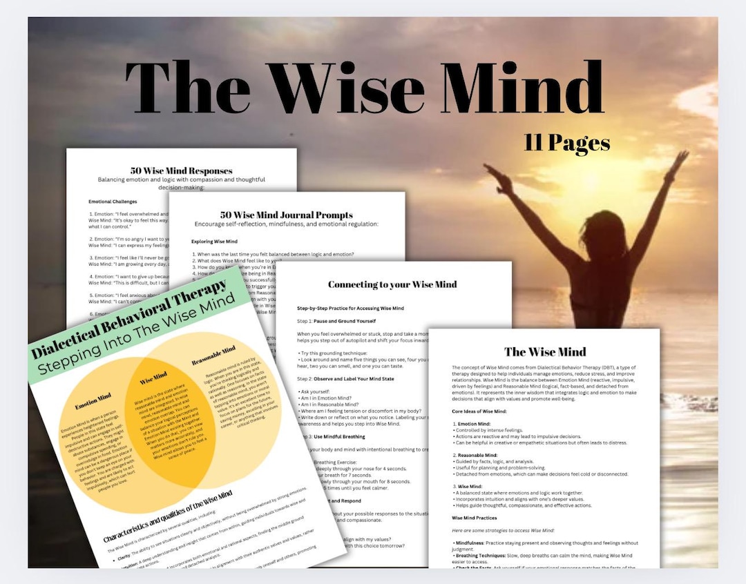 Wise Mind DBT Infosheet Bundle Therapy Resource DBT Skill Building Tool ...