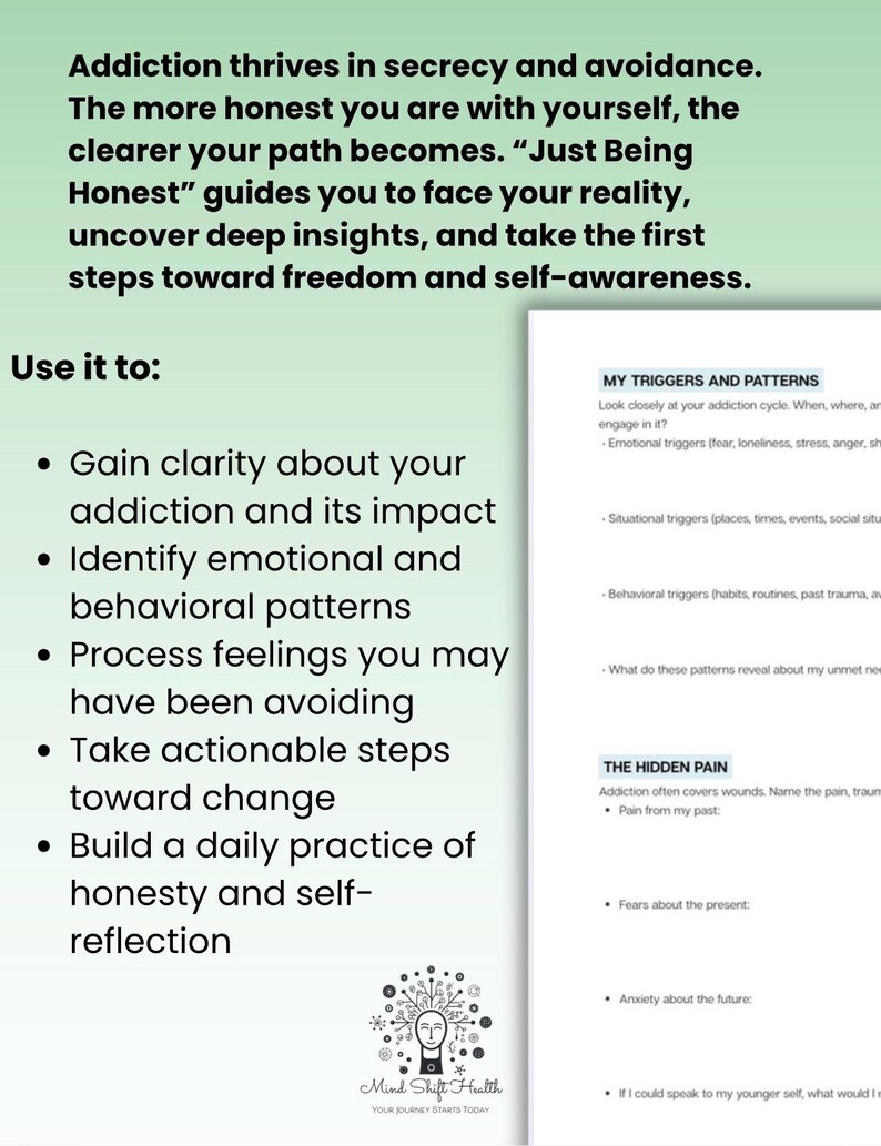 Addiction Recovery Self-reflection Worksheet Just Being Honest With ...