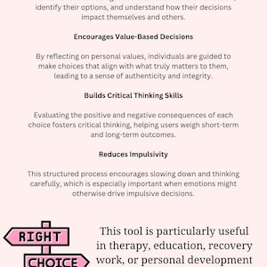 Choices and Consequences Worksheet: Therapy & Decision-making (PDF) - Etsy