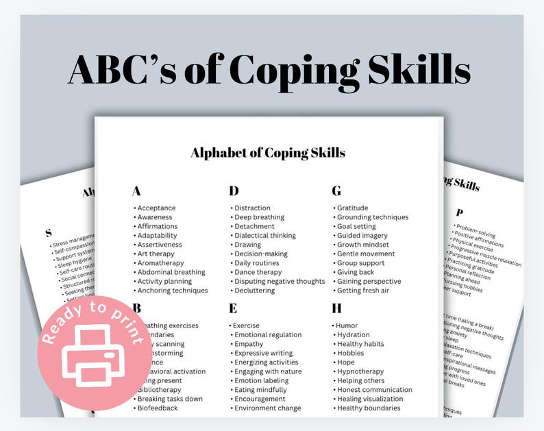 Abc's Coping Skills: Stress & Emotional Regulation Tool (PDF Download ...