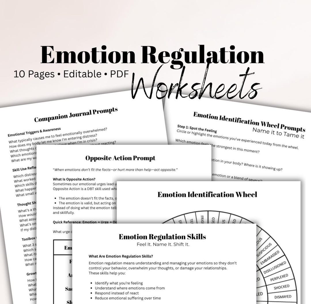 DBT Emotion Regulation Toolkit Worksheets for Distress Tolerance ...