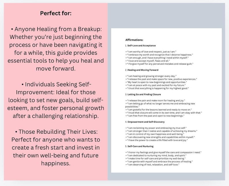 Breakup Healing Guide Worksheets to Heal From Relationship Survival ...