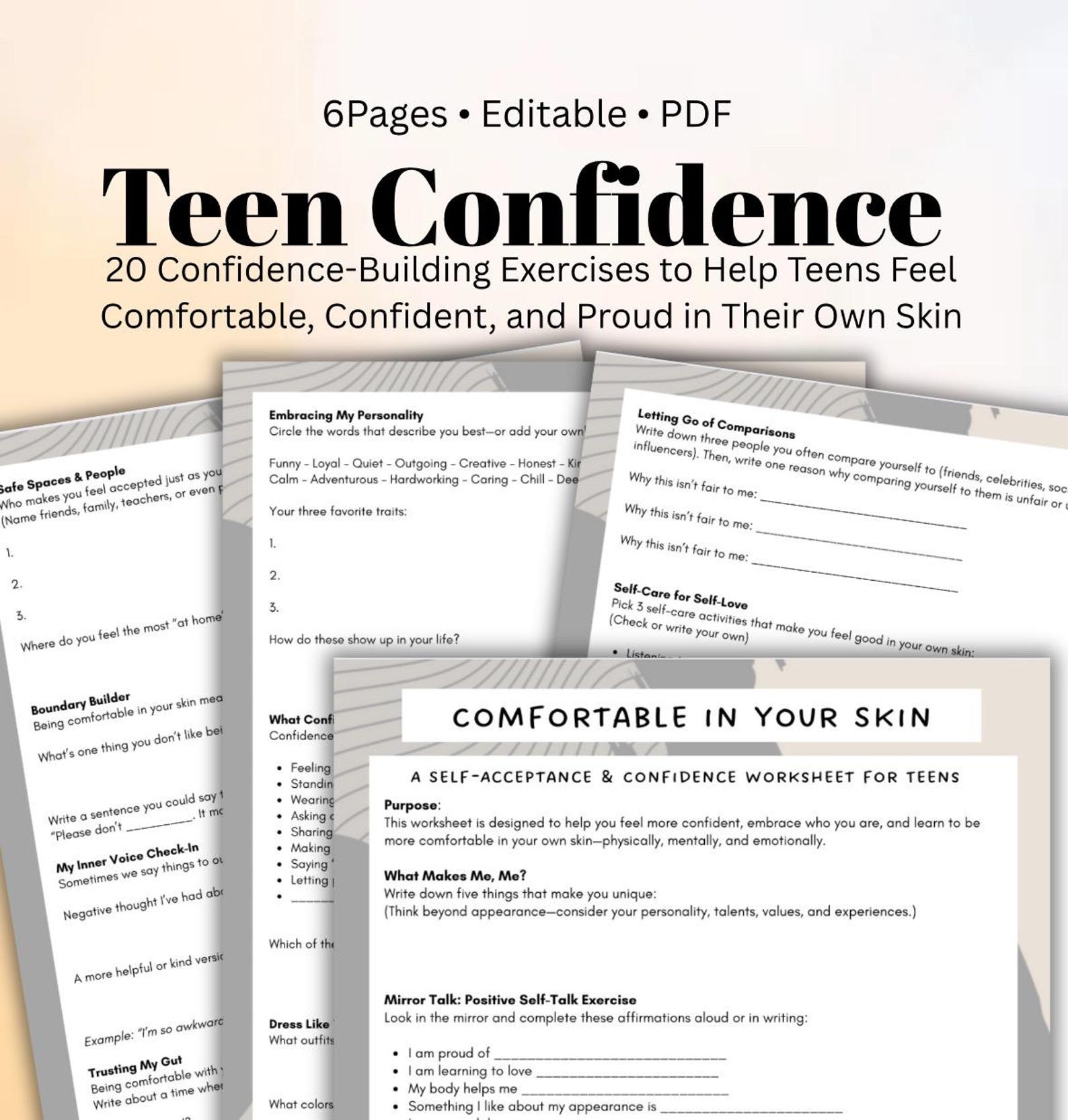 Teen Self-love Workbook: Confidence & Emotional Wellness (PDF) - Etsy