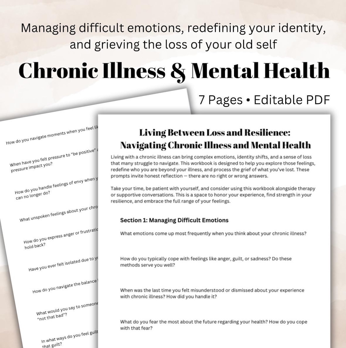 Chronic Illness & Mental Health Workbook: Emotional Healing, Self-care ...