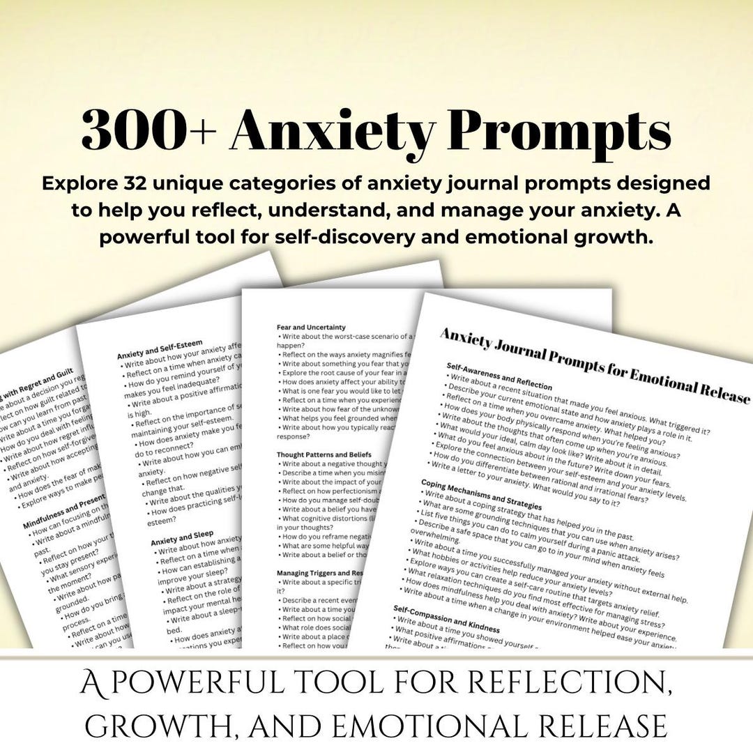 Anxiety Journaling Prompts Emotional Processing Therapy Tool Anxiety Relief Panic Attack ...