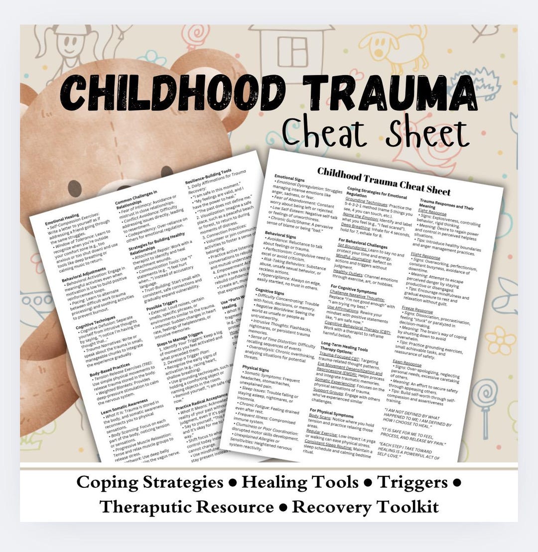 Childhood Trauma Cheat Sheet Healing Tool, Responses, Triggers and ...
