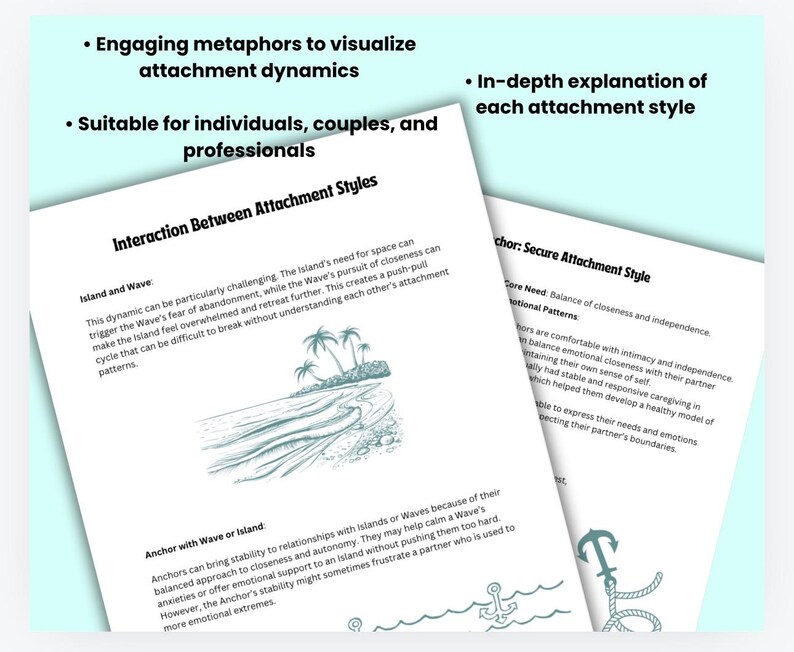 Attachment Styles Guide: Island, Wave, Anchor Metaphors (PDF Download ...