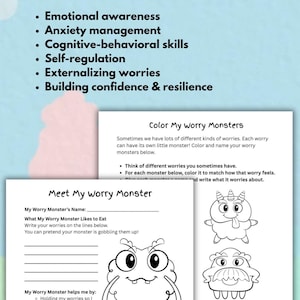 Worry Monster Activity Pack: Kids Anxiety & Emotion Regulation (PDF ...