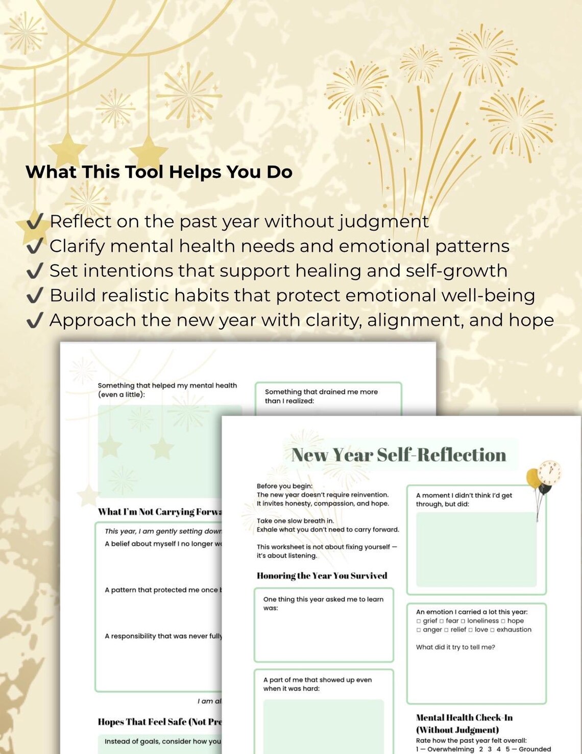New Year Mental Health Worksheet | Self-reflection, Healing, Emotional ...