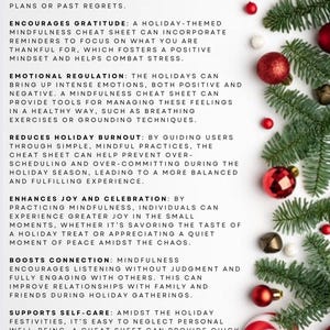 Christmas Mindfulness Cheat Sheet Anxiety and Holiday Stress Therapy ...