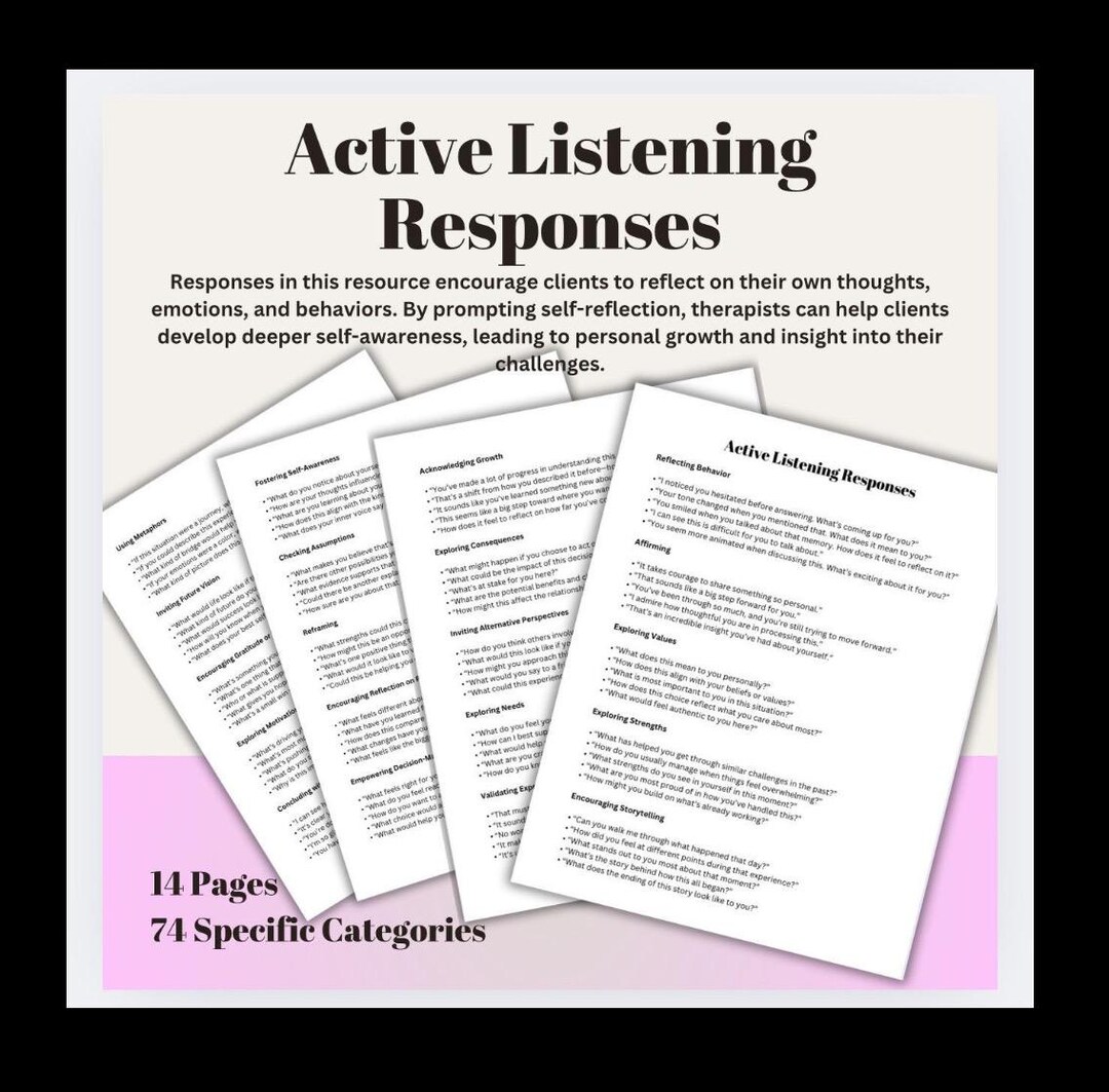 Active Listening Responses Therapist Toolkit Better Communication Tool ...