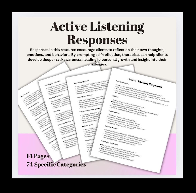 Active Listening Responses Therapist Toolkit Better Communication Tool ...