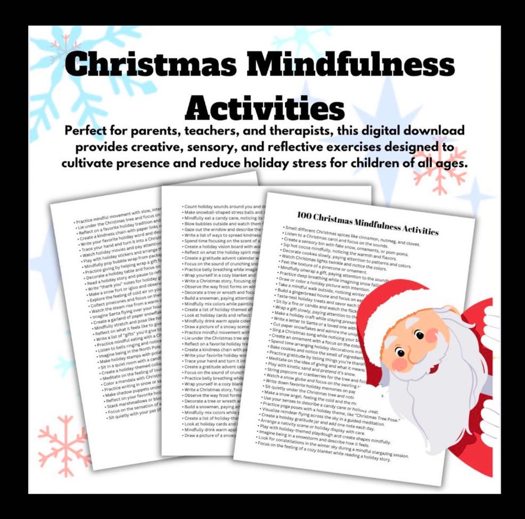 Christmas Mindfulness Activities for Kids, Holiday Fun (digital ...