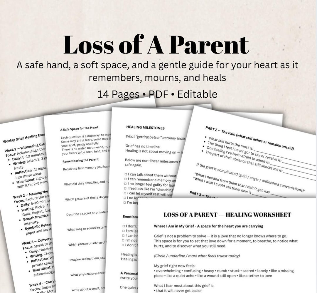 Loss of Parent Grief Journal, Guided Workbook (PDF) - Etsy