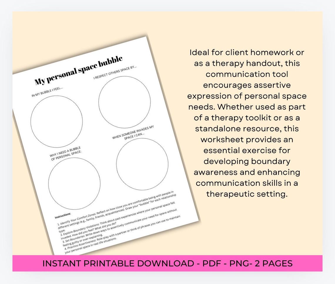 Personal Space Bubble Worksheet: Social Skills & Boundaries (digital ...