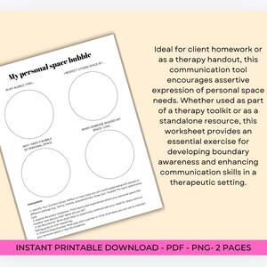 My Personal Space Activity Social Skills Tool Comfort Zones Worksheet ...