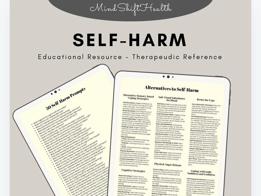 Self Harm Alternatives Worksheet Self Harm Journal Prompts Therapist ...