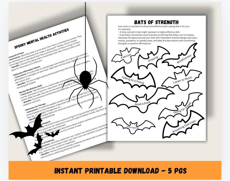 Halloween Mental Health Activity Pack: Spooky Kids Games (digital ...