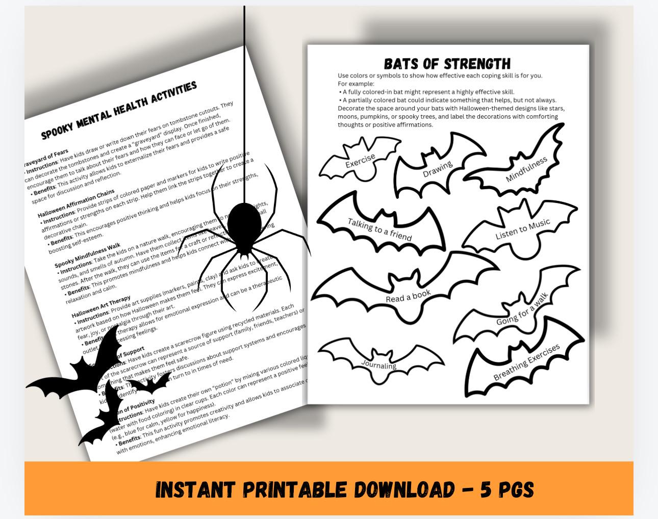 Halloween Mental Health Activity Pack: Kids Feelings Worksheets Fun ...