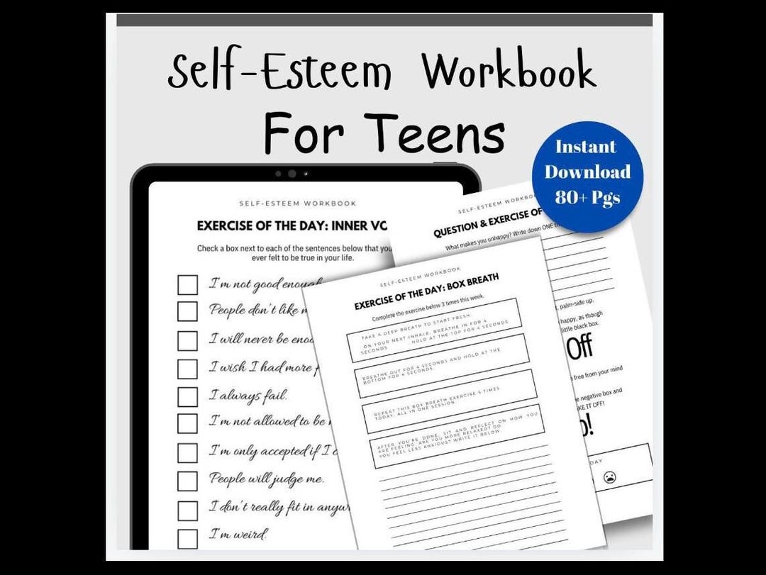 Teen Self-esteem Workbook: Therapy Worksheets for Confidence (PDF ...