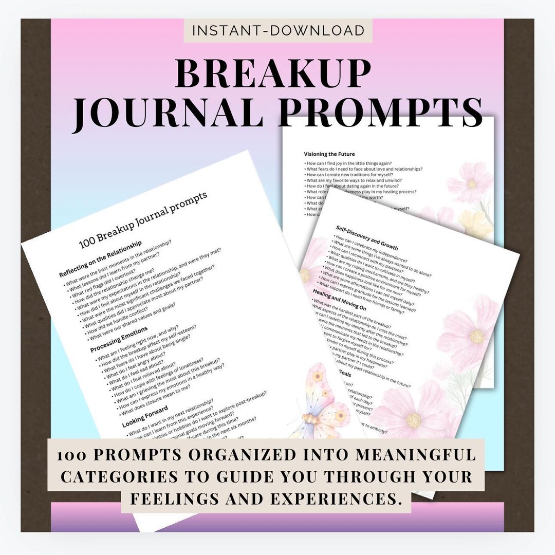Heartbreak Journal Prompts Healing From Breakup Self Help Questions to ...