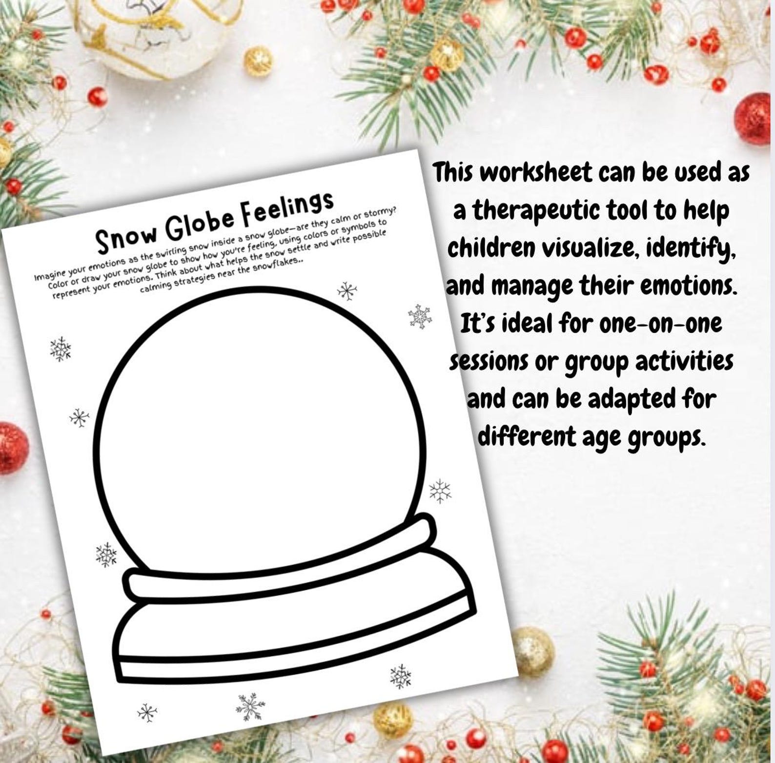 Kids Christmas Therapy Worksheets: Emotional Check-in Activities ...