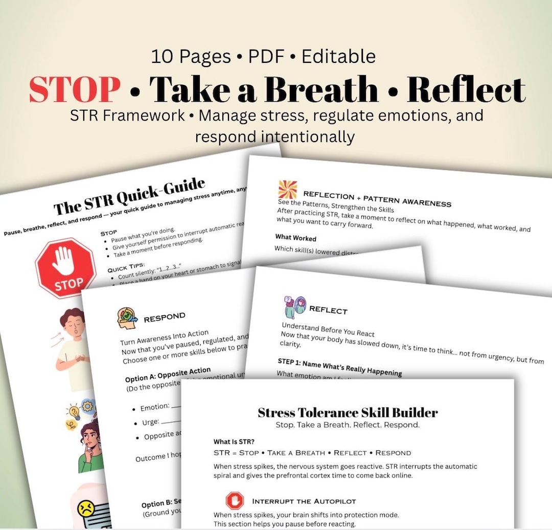 STR Stress Tolerance Skill Builder: Stop, Breathe, Reflect, Respond ...