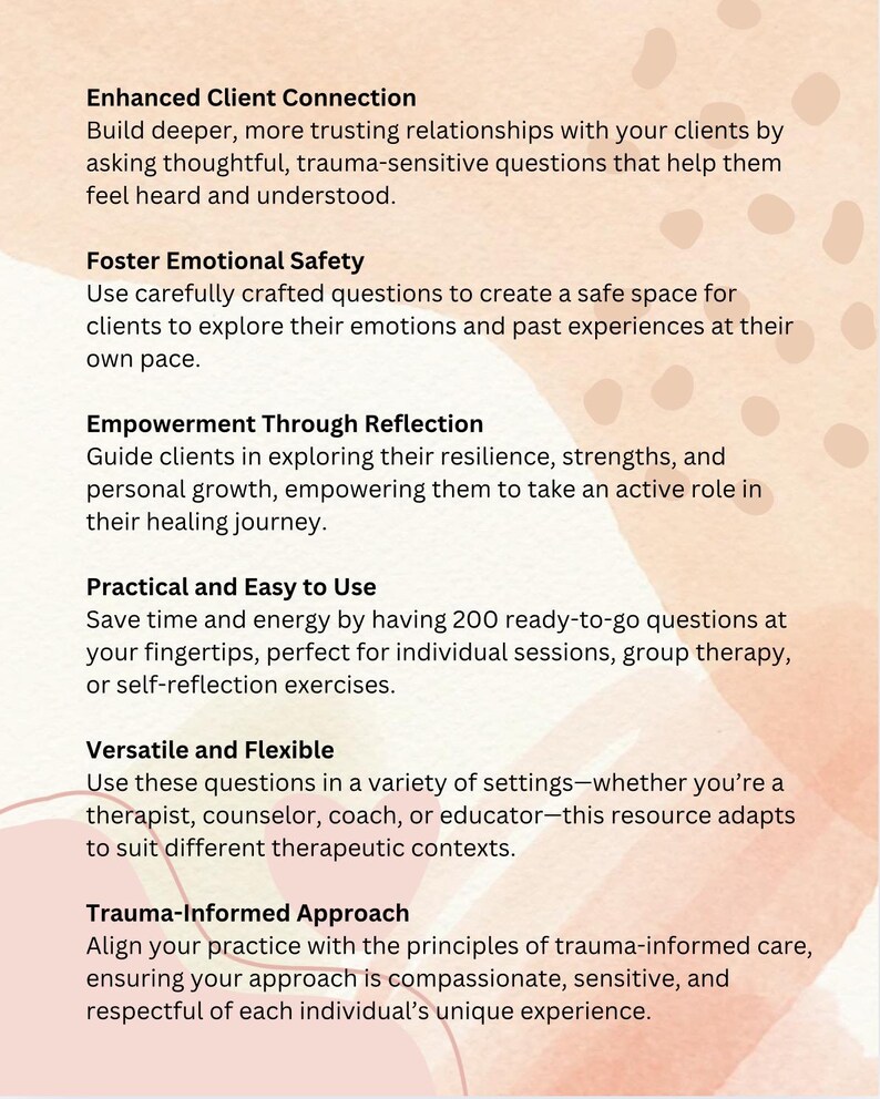 Trauma Informed Care Therapy Questions Trauma Therapy Questions Bundle ...