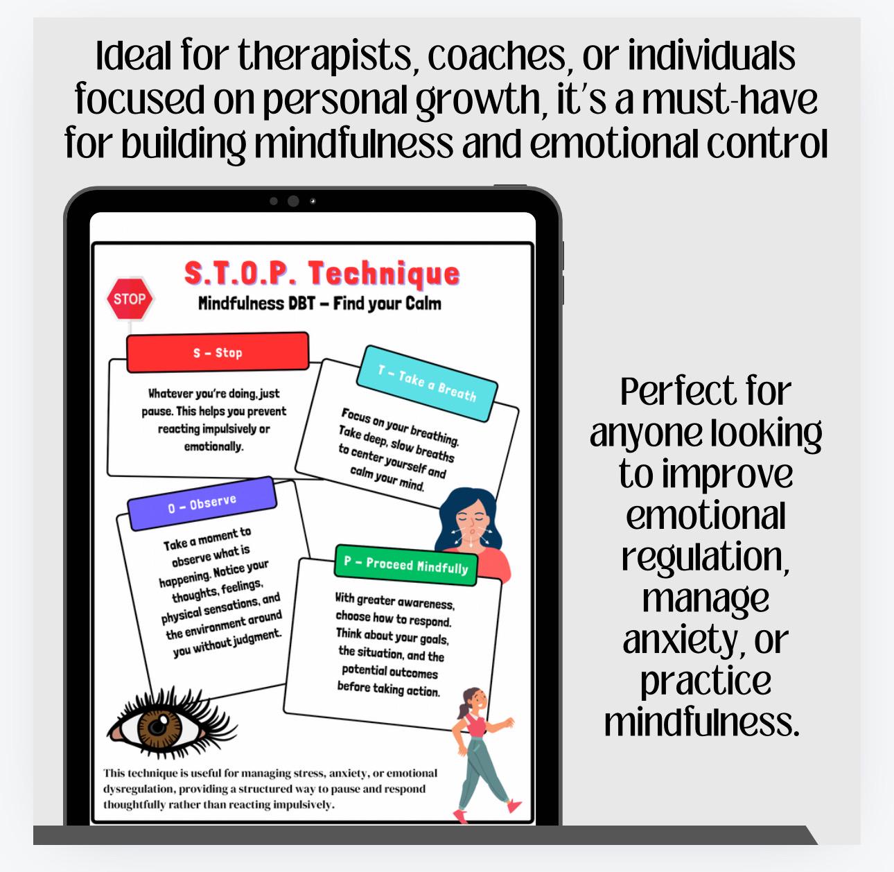 DBT Grounding Technique STOP Grounding Exercise Mindfulness Tool Social ...