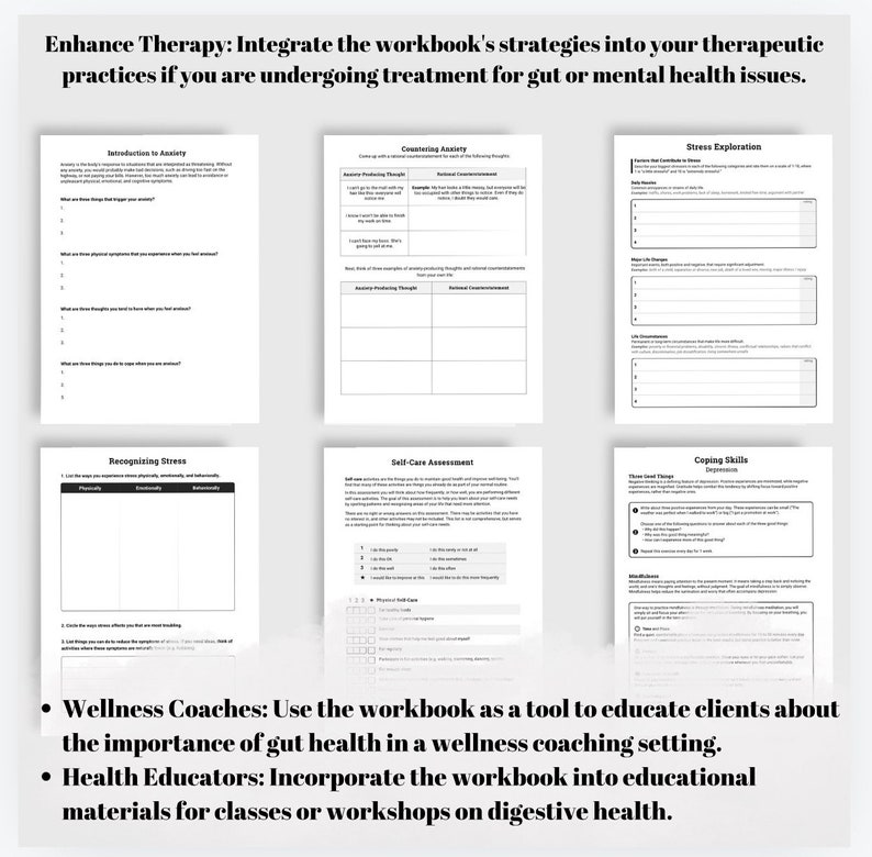 Gut Health Dietary Workbook Mental Health Gut-brain Axis Mind Body ...